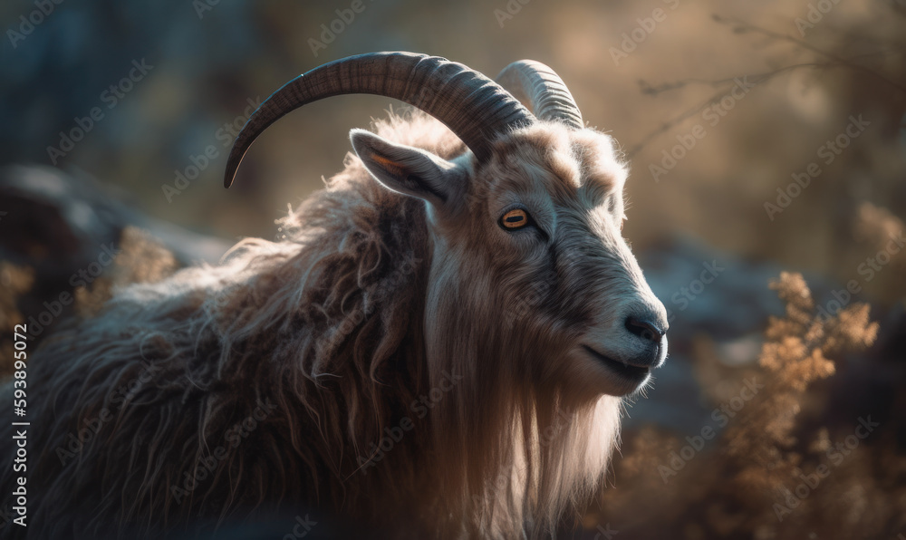 Photo of cashmere goat, animal is depicted in full figure, with every ...