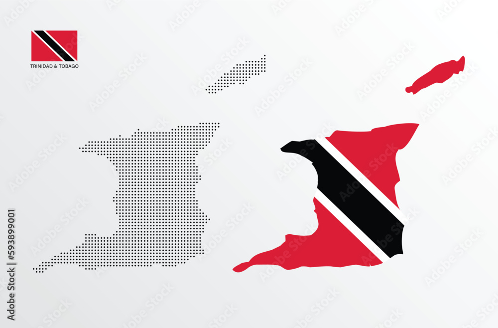 Set of political maps of Trinidad and Tobago with regions isolated and ...