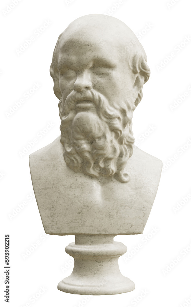 Bust of Socrates isolated on transparent background. 3D rendering Stock ...