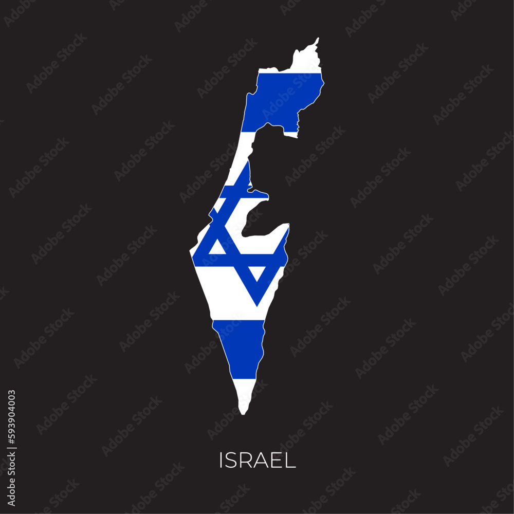 Israel map and flag. Detailed silhouette vector illustration Stock ...