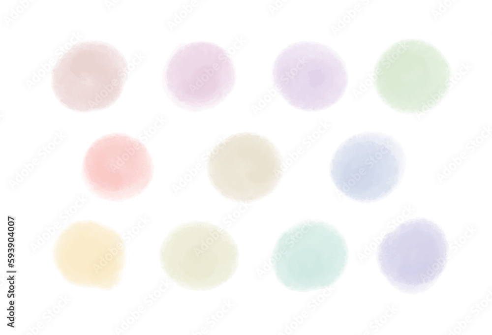 Watercolor circle shape vector collection. Pastel rainbow colors hand ...
