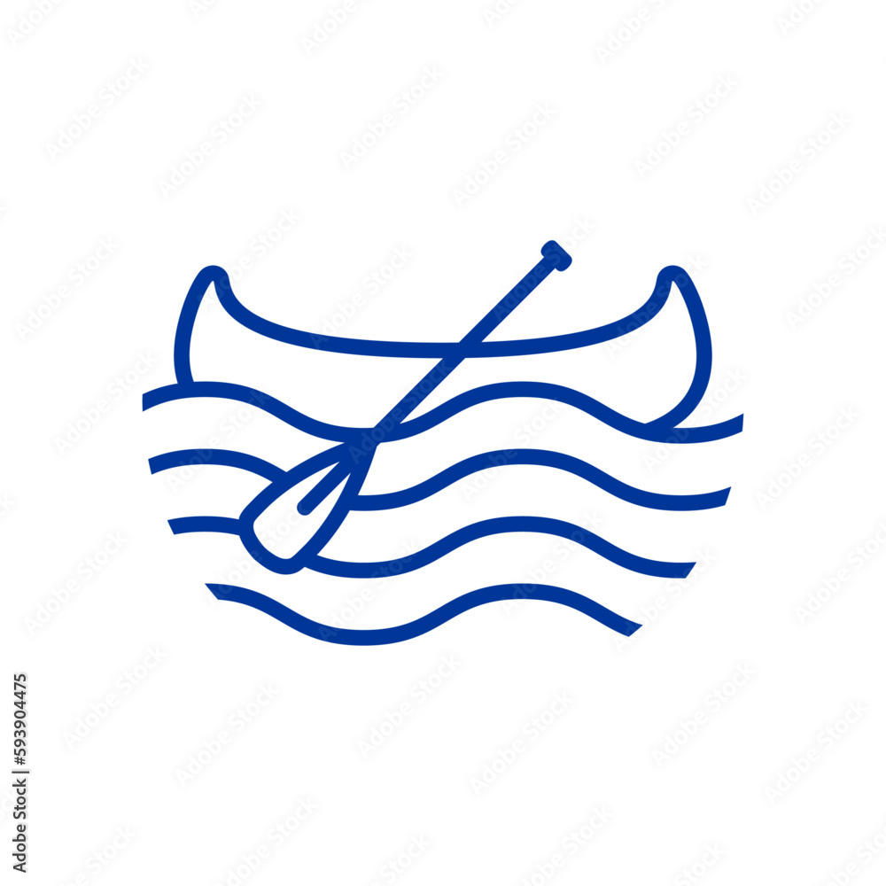 Icono canoa. Logo aislado con silueta lineal de remo cruzado sobre ...