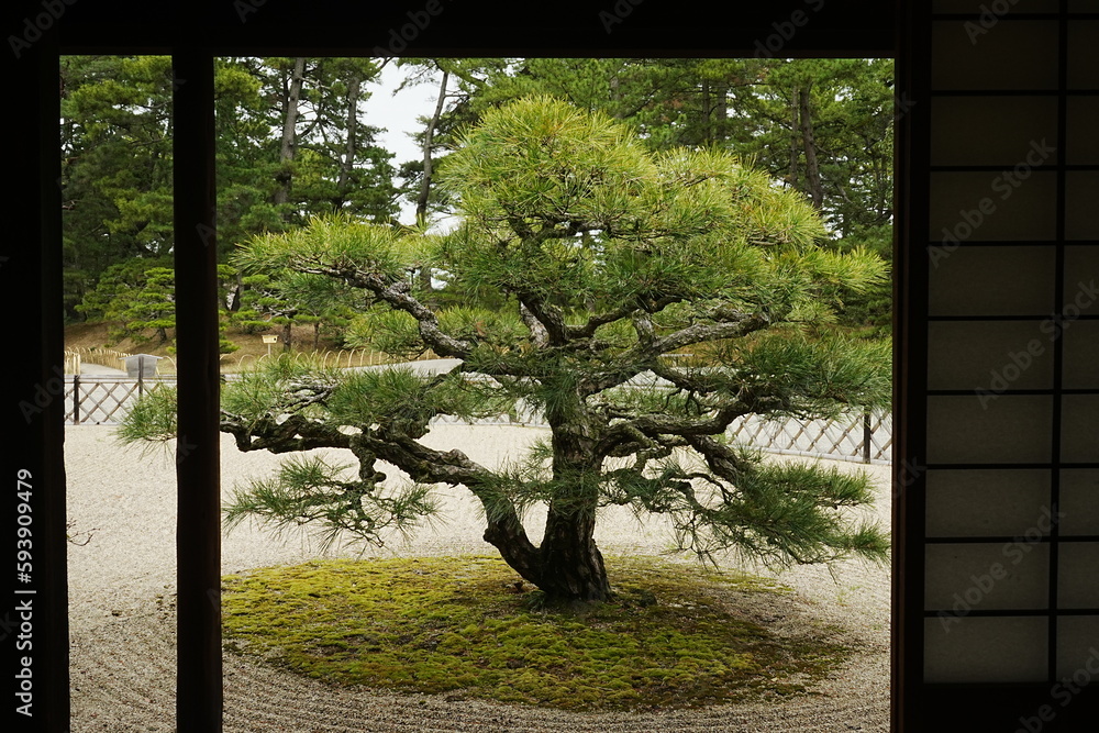 Japanese Garden from Traditional Japanese House Window at Ritsurin ...