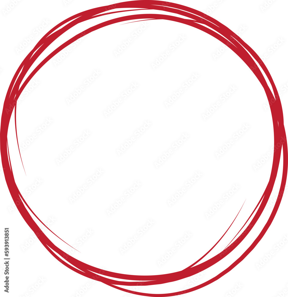 Red circle line hand drawn. Highlight hand drawing circle isolated on ...