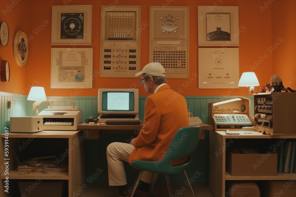 Nostalgic Tech: Vintage Computer and Workstation in Retro Office .AI ...