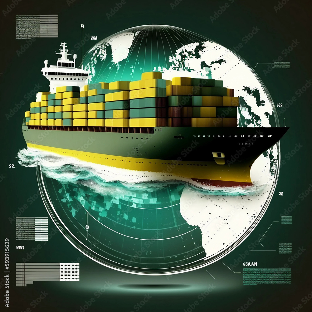 Container ship global business logistics import export freight shipping ...