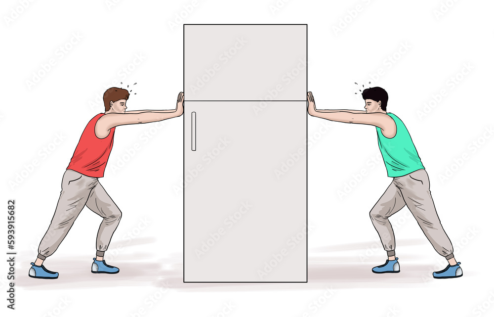 Illustrazione Stock Illustration of two people showing push and pull ...