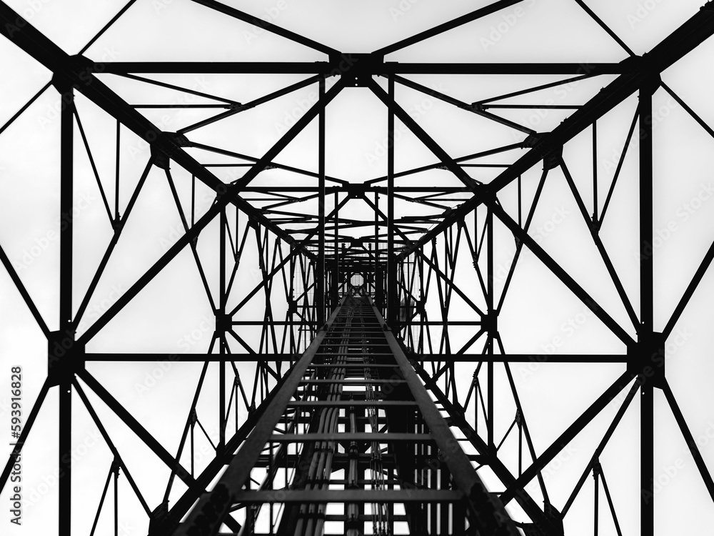 Inside of a pylon as seen from the below Stock Photo | Adobe Stock