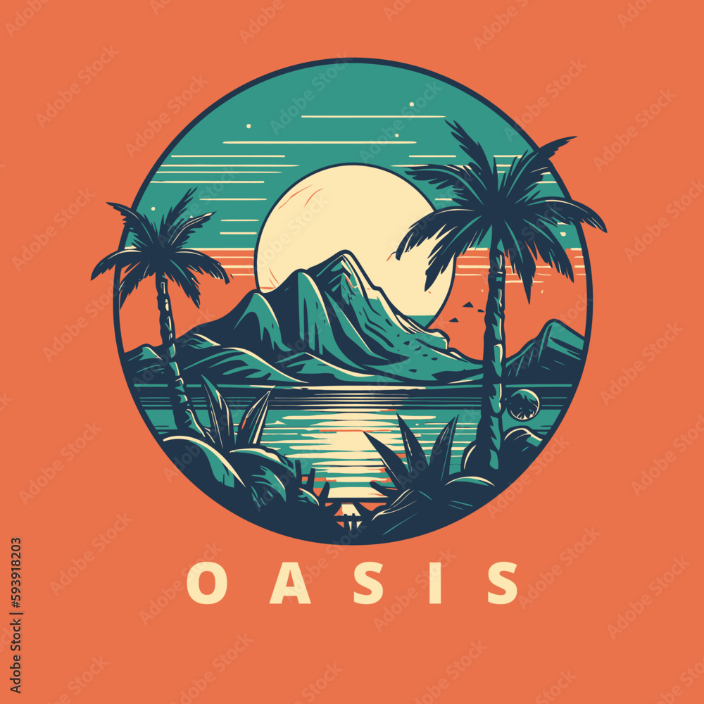 A logo of a oasis of the seas, designed in esports illustration style ...