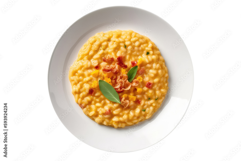 Risotto Alla Milanese On White Plate. Italian Food On Isolated Transparent Background, Png ...