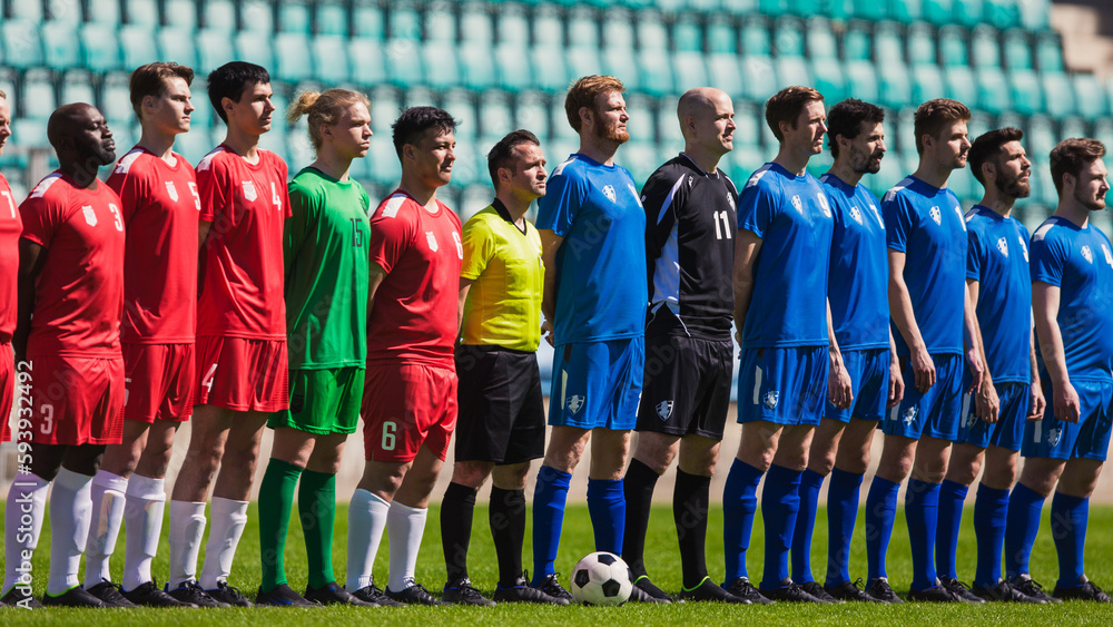 Football Championship: Two Professional Soccer Teams ready for a Final ...