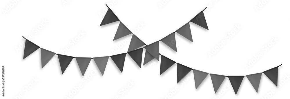 Black bunting party flags on transparent background png Stock Photo ...