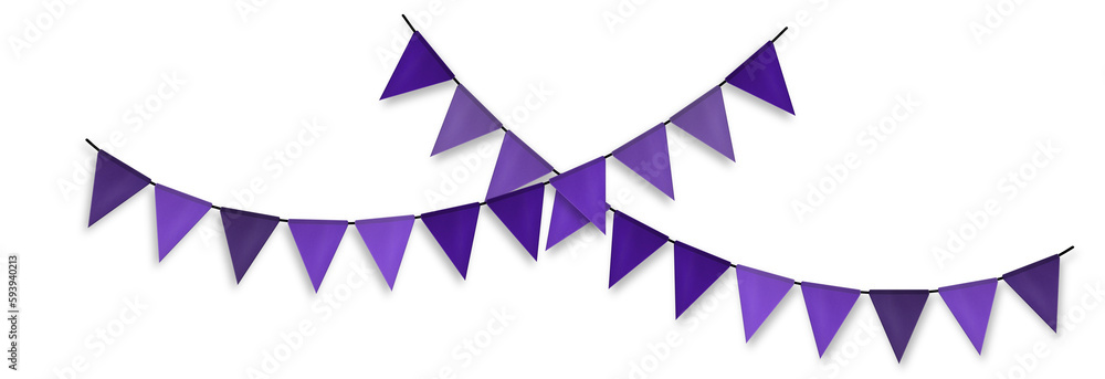 Purple bunting party flags on transparent background png Stock Photo ...