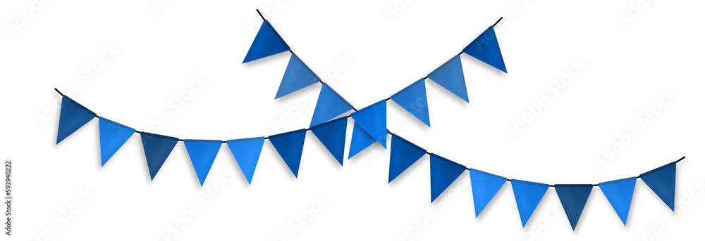 Blue bunting party flags on transparent background png Stock ...