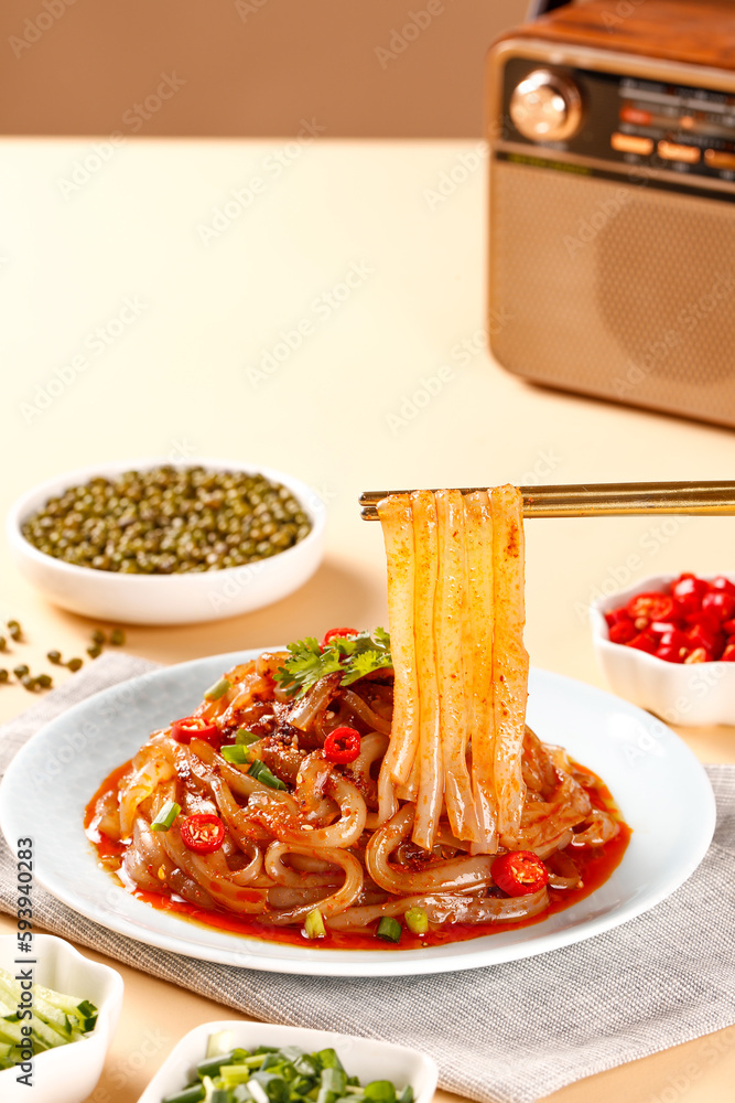 Clear Noodles in Chili Sauce(chuanbeiliangfen),Bean jelly,make of ...