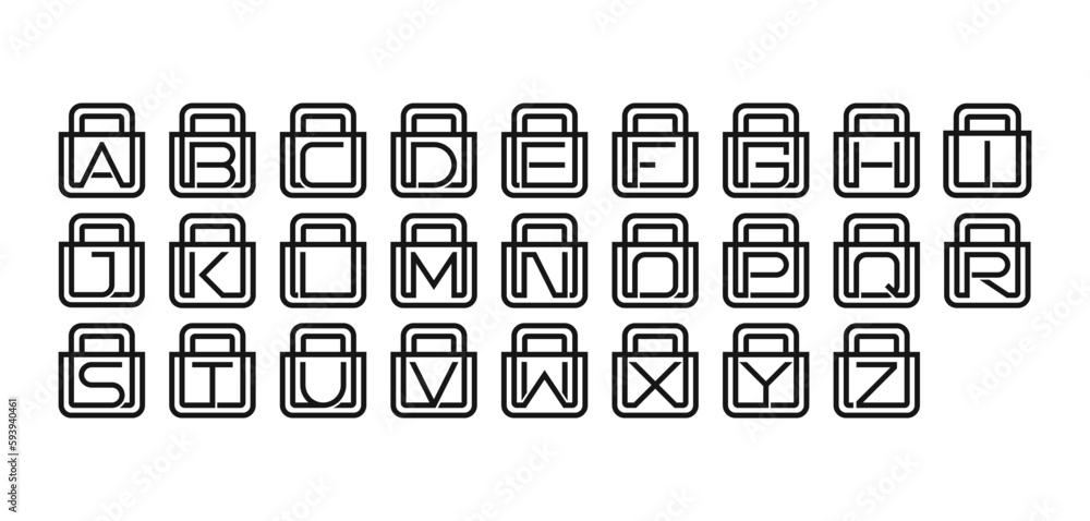 padlock line art design with alphabet letter for icon logo. vector ...