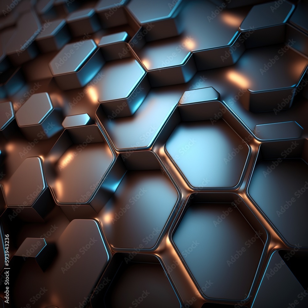 hexagon pattern, blending, fading, high tech background. Generative AI ...