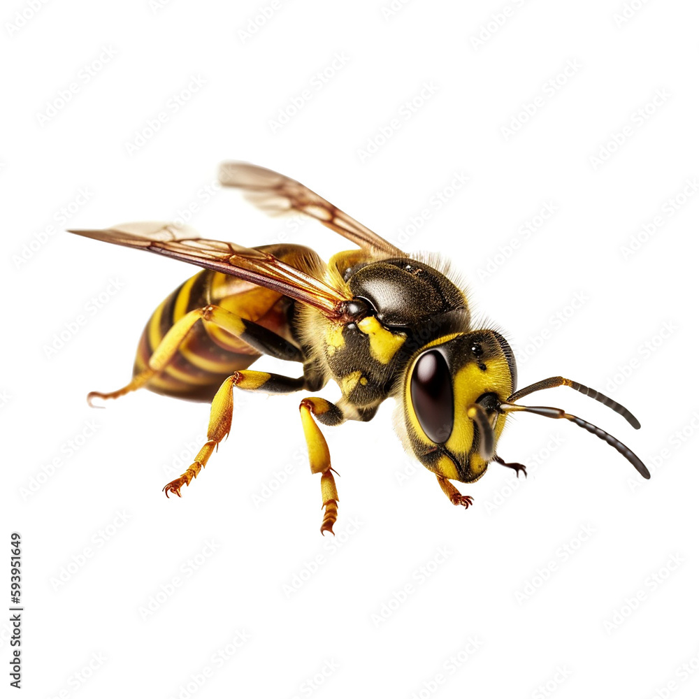 Bee insect close-up. PNG file is detailly isolated with transparent ...