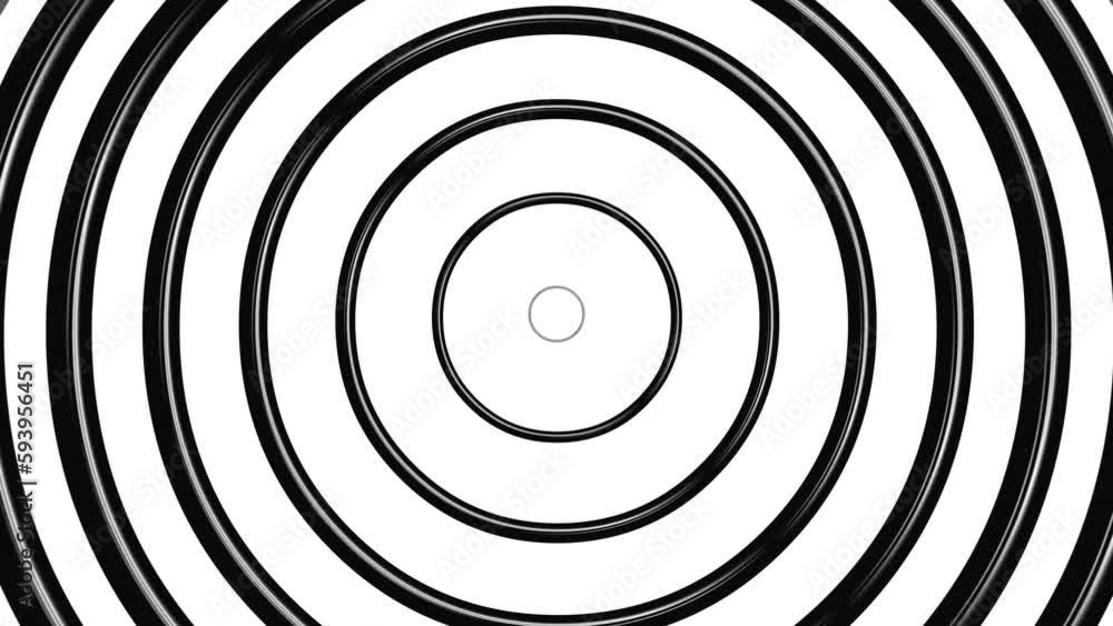 Expanding black circular waves motion graphics with plain white ...