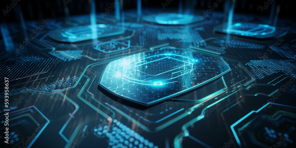 Technology on data connections futuristic background, center panel ...