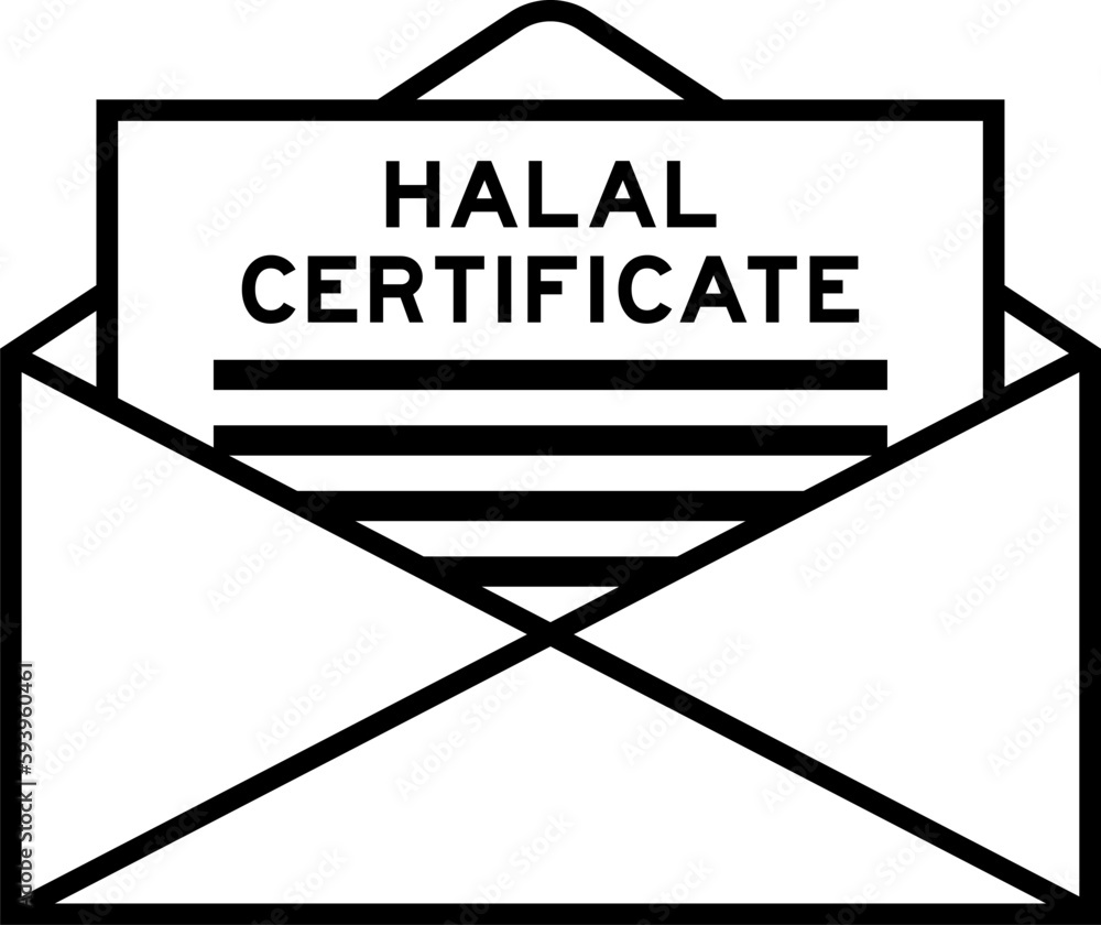 Envelope and letter sign with word halal certificate as the headline ...