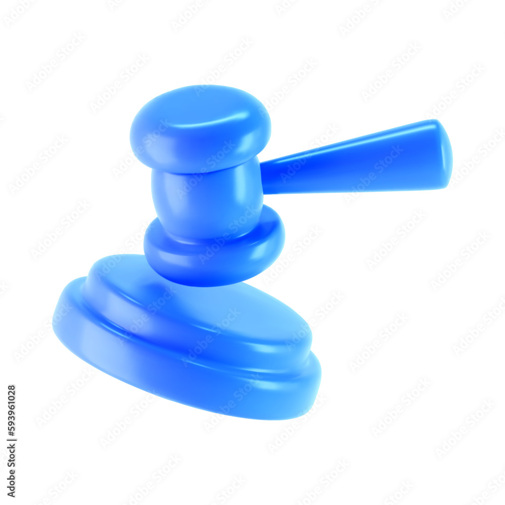3d blue judge gavel icon isolated on white background. Render of ...