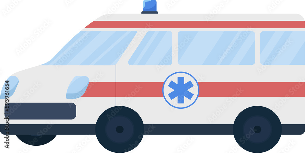 Ambulance car semi flat color raster object. Emergency medical help ...