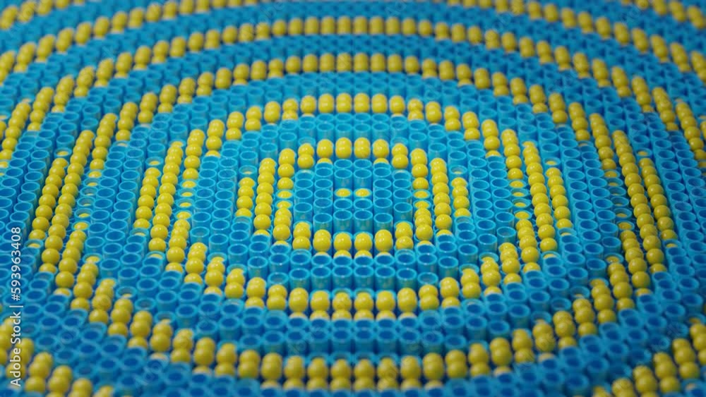 Loop 3d animation of an array of pipes and spheres. Smooth undulating ...