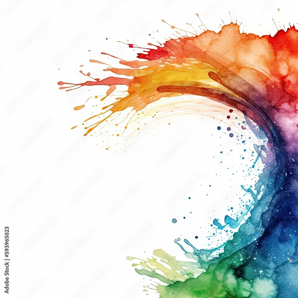 Rainbow Watercolor Border Design - Abstract Art - Invitation Cards ...