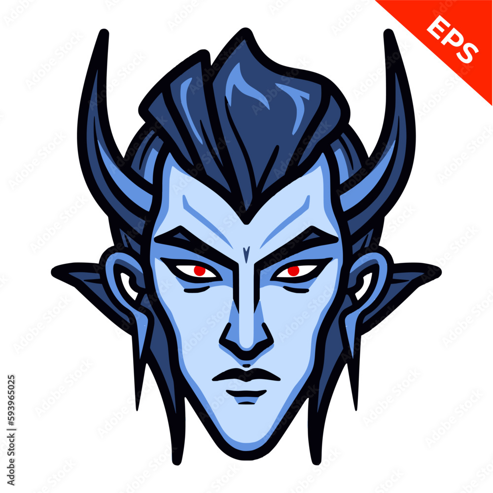 Aenarion elf, Warhammer elf vector, red color. Isolated vector sign ...