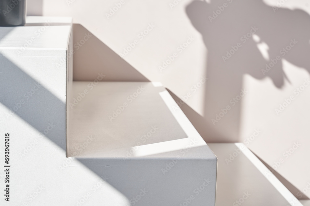 Stairs podium, stairs platform. Podium with stairs . Studio room ...