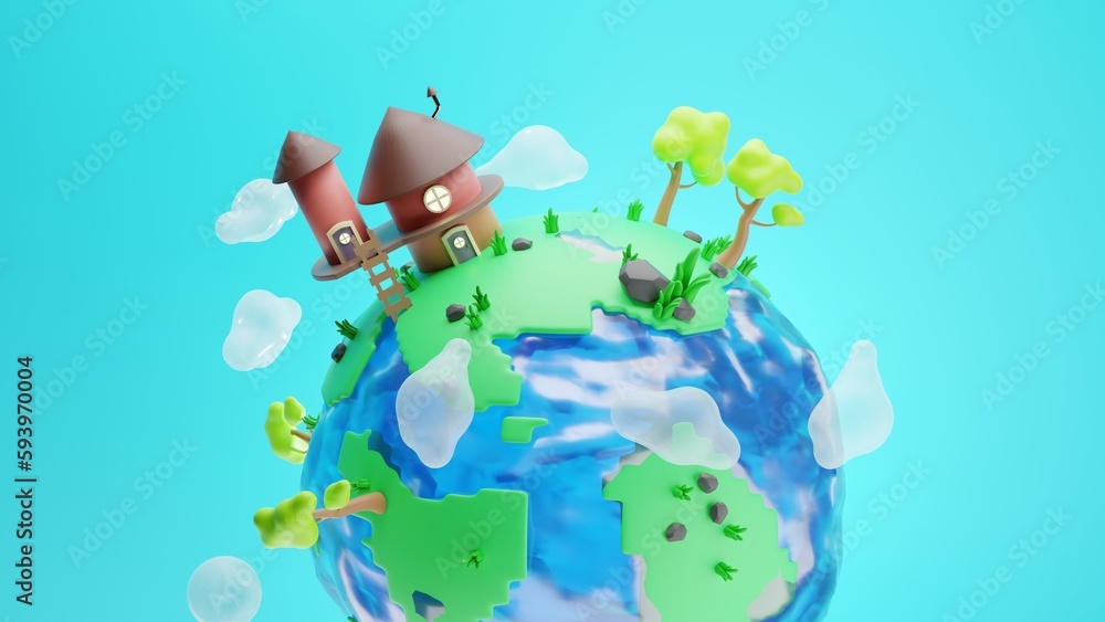 earth 3d modeled. planet earth as 3d globe. Stock Illustration | Adobe ...