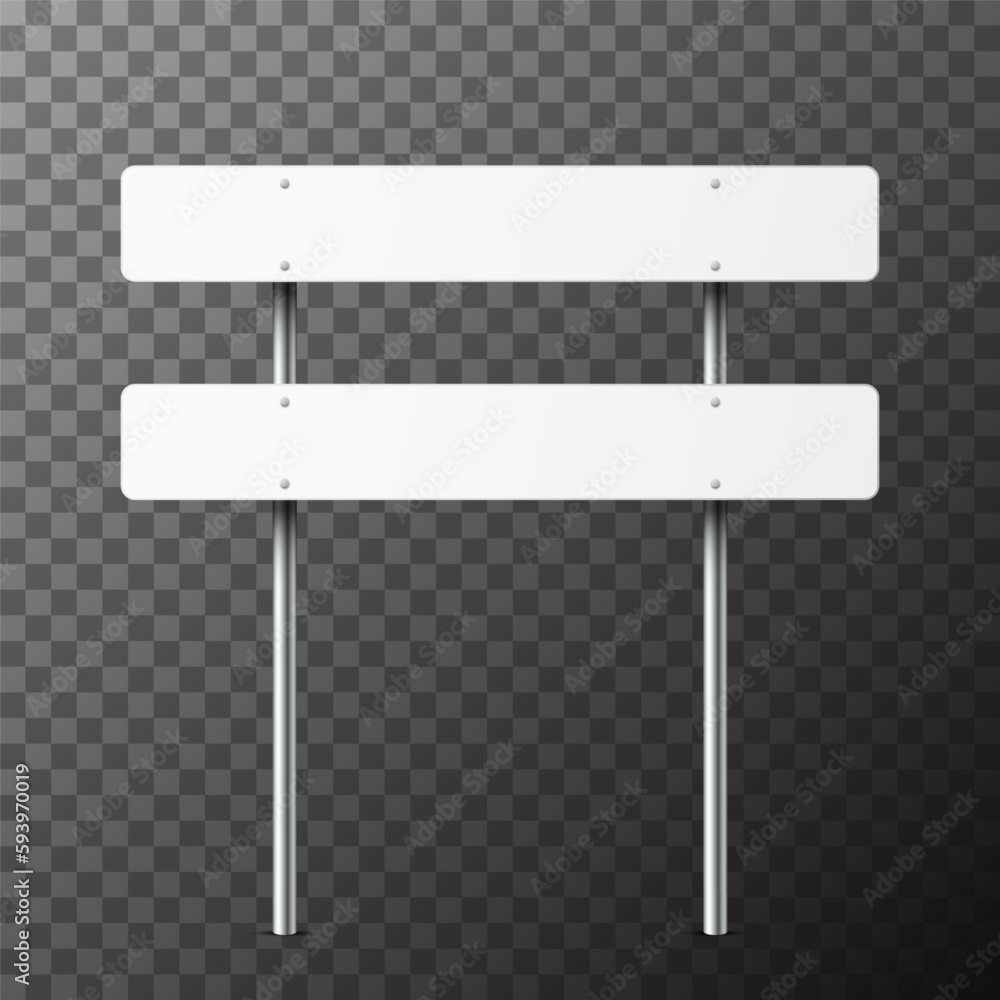 Realistic white traffic sign isolated on transparent background. Two ...