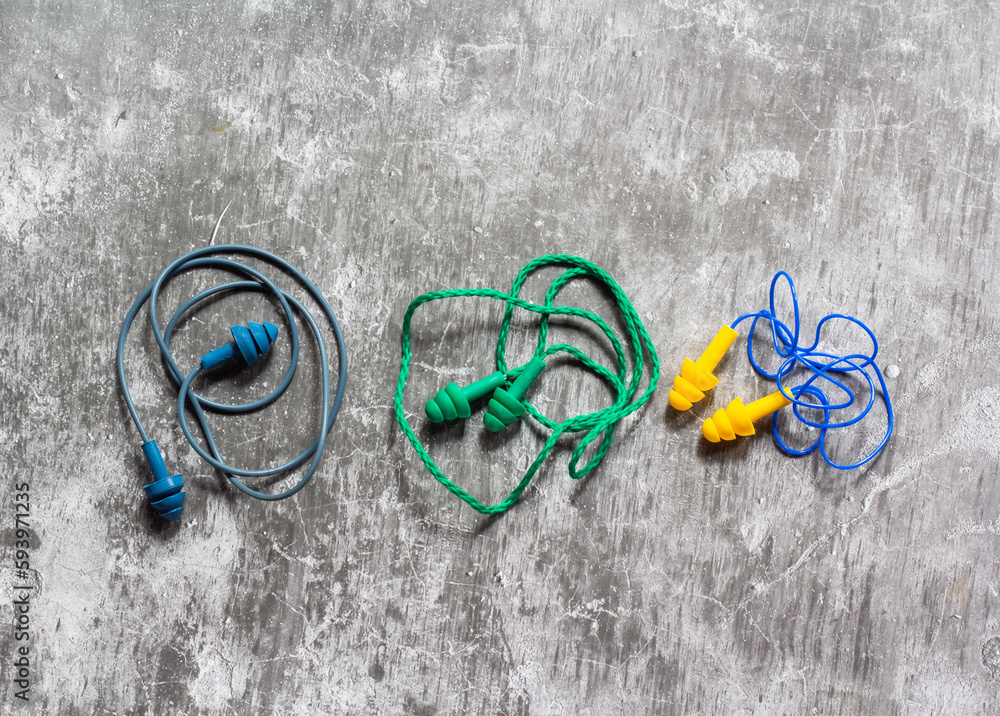 Earplugs are placed on the floor foto de Stock | Adobe Stock