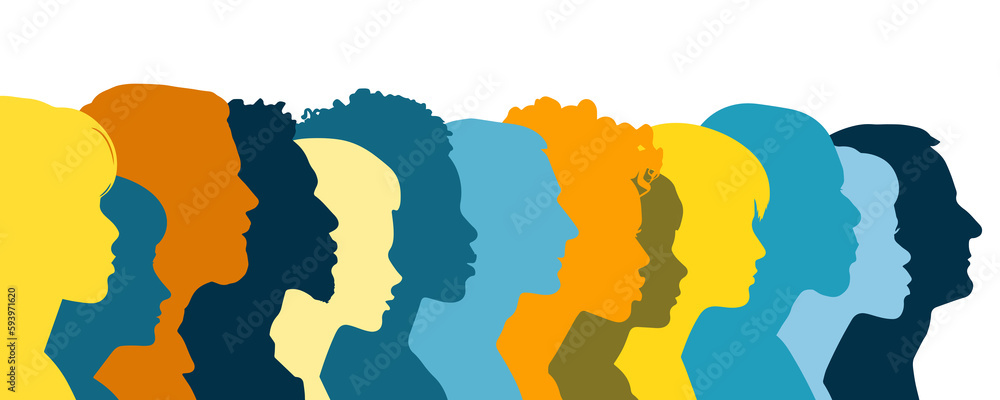 Köpfe vieler Generationen bilden Reihe als Generationen Konzept Stock ...