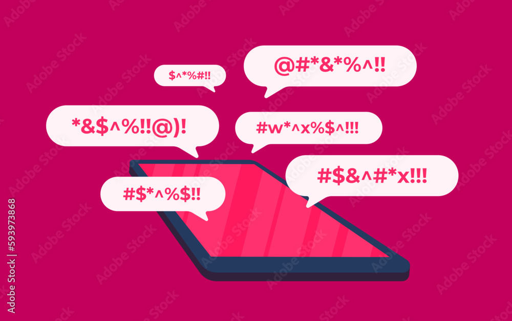 Cyber Bullying and Internet Hate Speech Vector Flat Concept Illustration Online Social Media ...