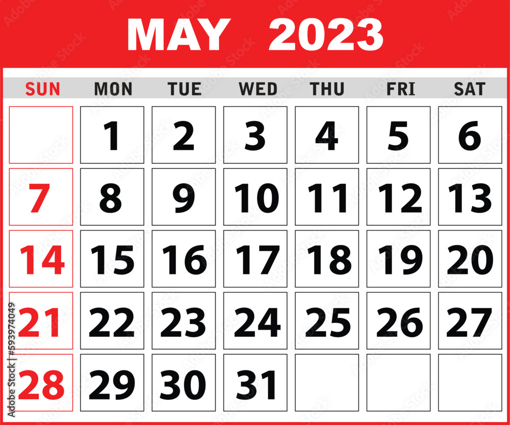May 2023 Calendar Leaf. Calendar 2023 in flat style. May 2023 Calendar ...