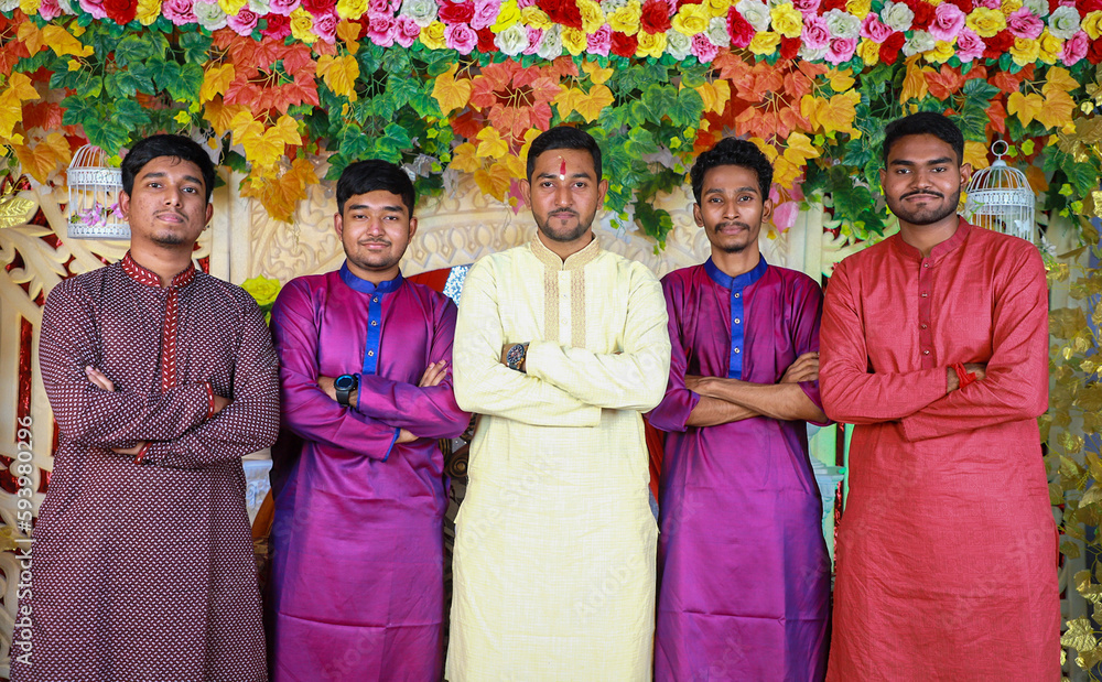 Five bengali brothers are in traditional colourful Punjabi costumes in ...