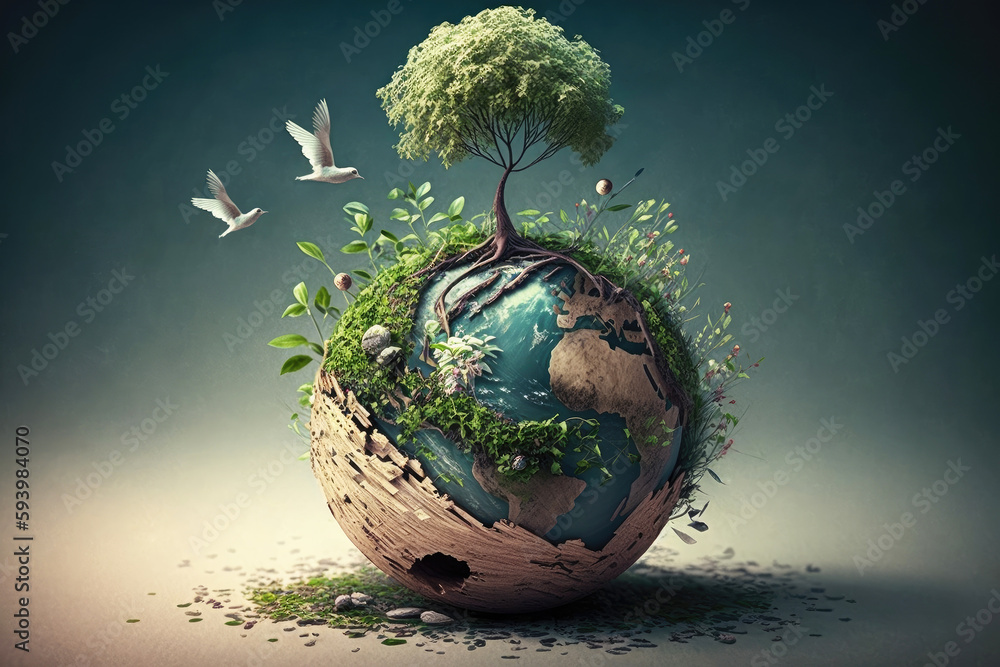 Earth day. Green world. Ecology and environmental protection concept ...