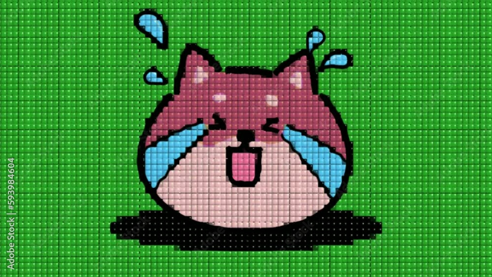cute dog activity animation, pixel art, on green screen background ...