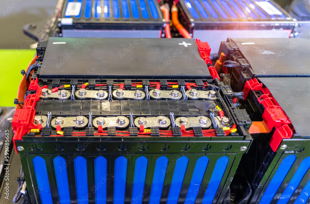 Electric car lithium battery pack and wiring connections internal ...