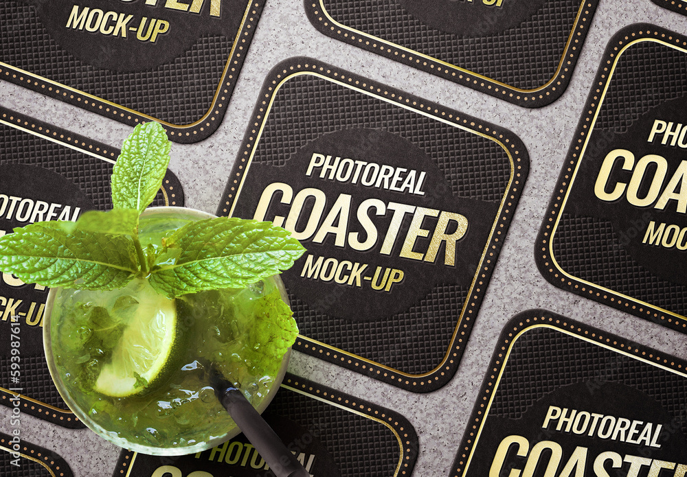 Coaster Mockup Template Restaurant Pub Cafe Bar Beer Round Stock ...