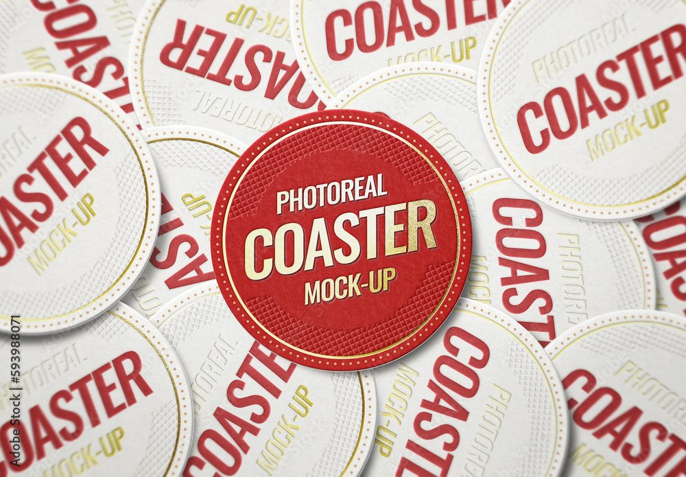 Coaster Mockup Template Restaurant Pub Cafe Bar Beer Round Stock ...