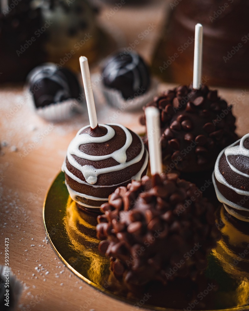 Mini cake pops in different types in sweet table Stock Photo | Adobe Stock