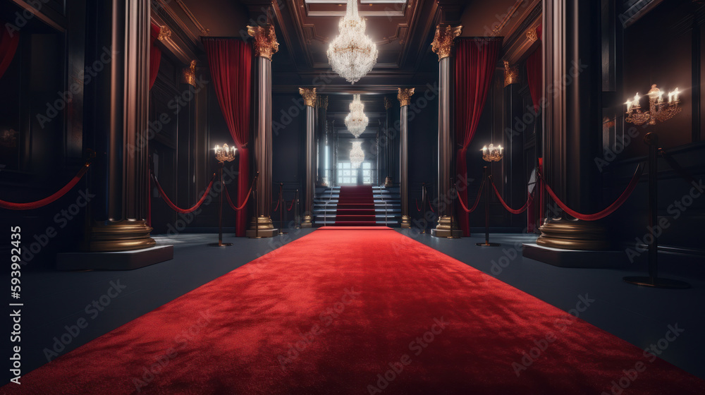 VIP luxury entrance with red carpet realistic. Al generated Stock ...