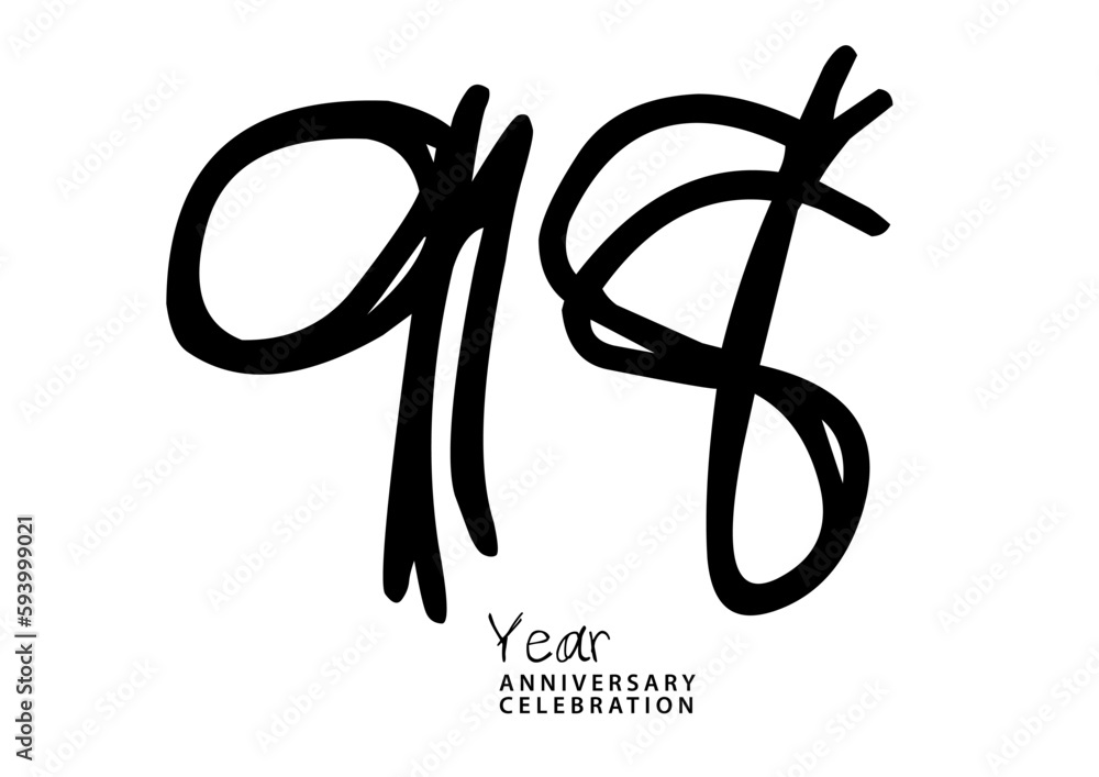 98 year anniversary celebration black color logotype vector, 98 number ...