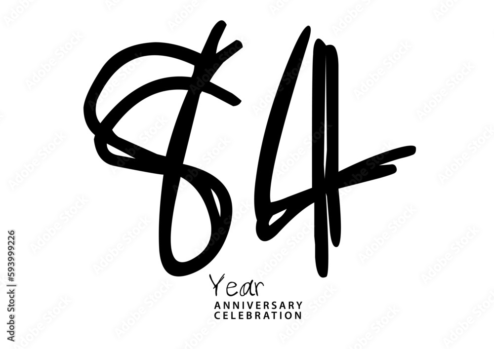 84 year anniversary celebration black color logotype vector, 84 number ...