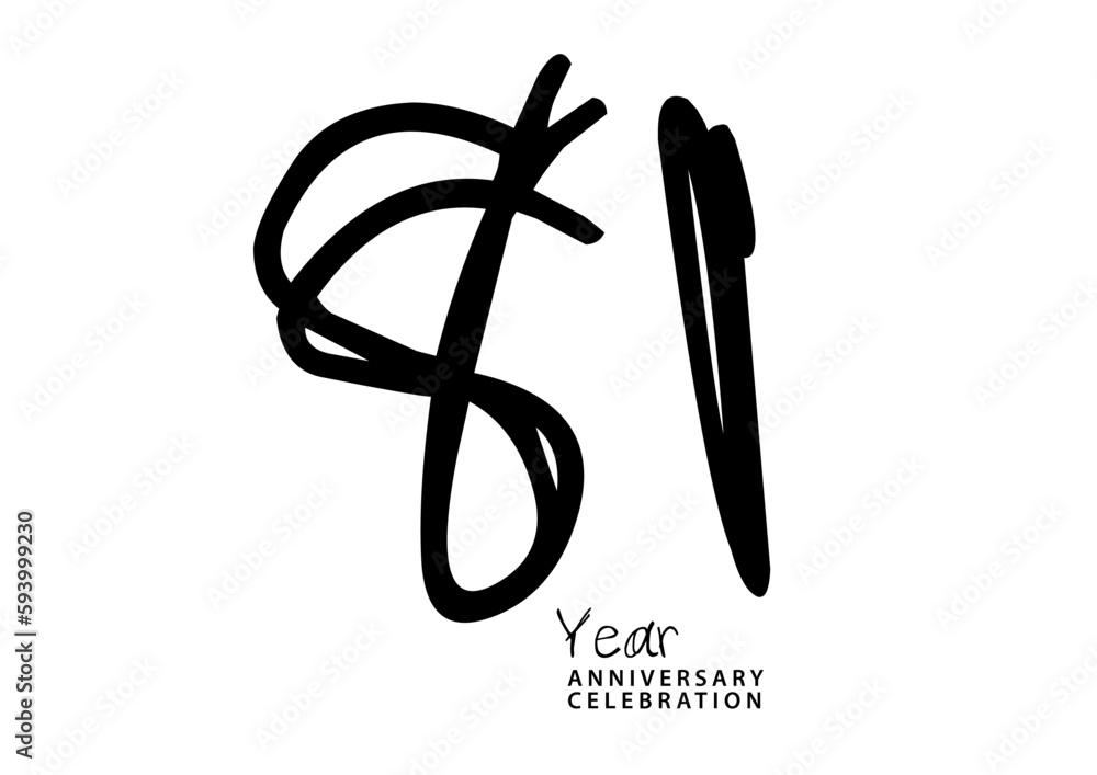Vetor De 81 Year Anniversary Celebration Black Color Logotype Vector