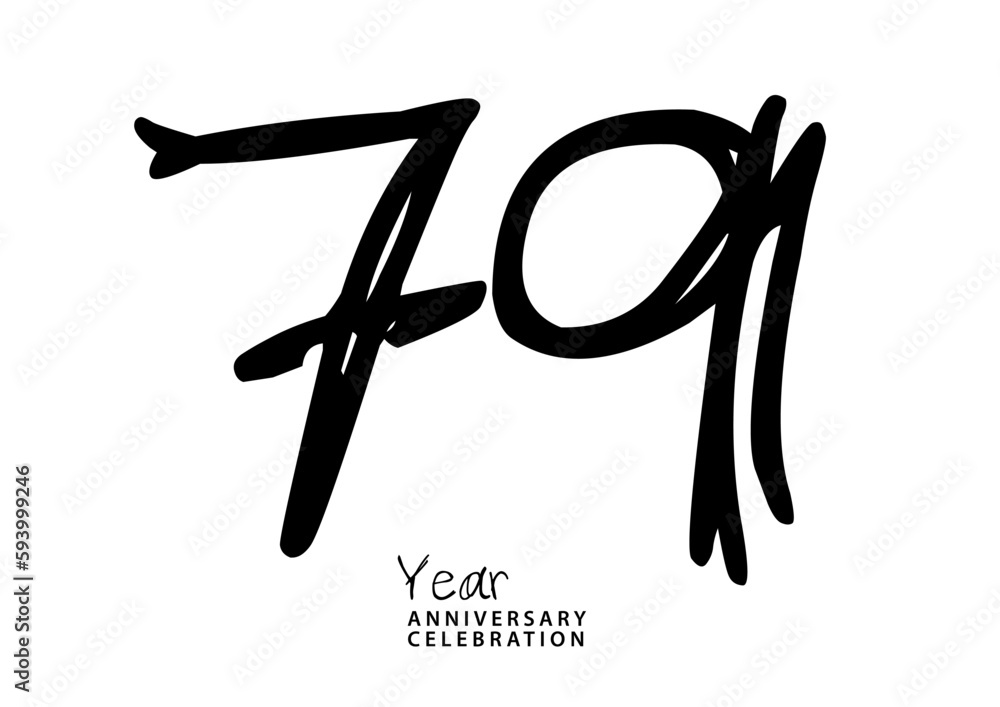 79 year anniversary celebration black color logotype vector, 79 number ...