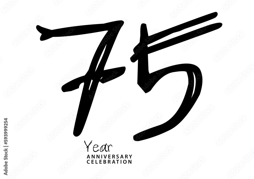 75 year anniversary celebration black color logotype vector, 75 number ...